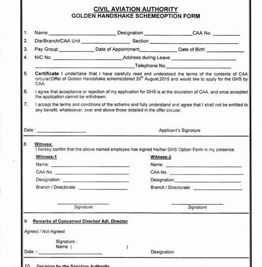 Golden Handshake Scheme Civil Aviation Authority