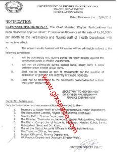 Health Professional Allowance to Paramedics and Nursing Staff of KPK ...