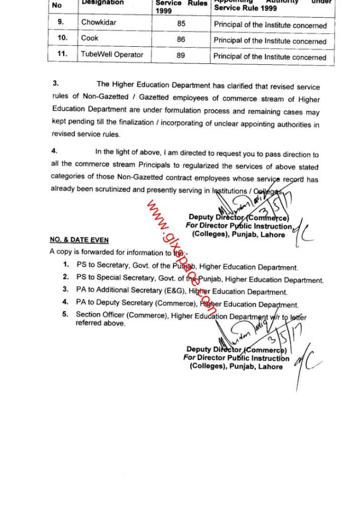 Notification of Regularization Commerce Stream Contract Employees