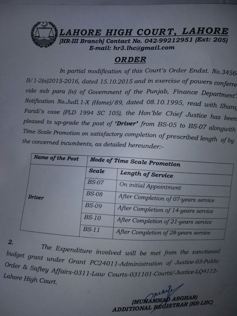 Notification of Upgradation Drivers from BPS-05 to BPS-07 and Time ...