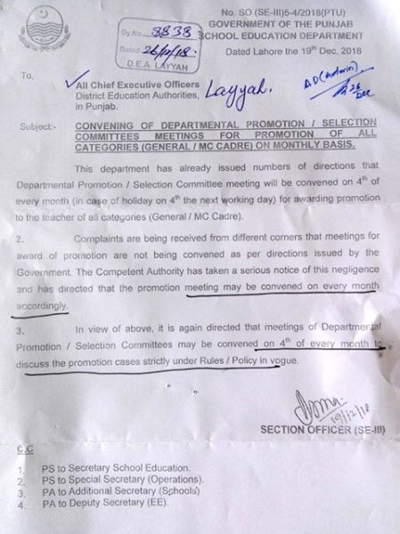 Meeting for Promotion of All Categories on Monthly Basis