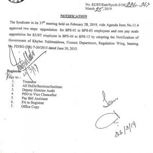 Two Scales Upgradation of HESCO Employees of BPS-01 to BPS-16