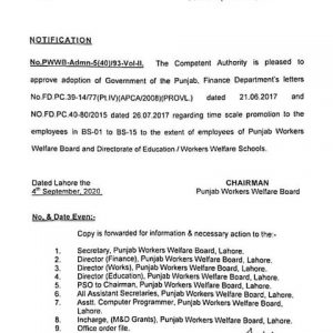 Notification of Time Scale Promotion to Employees of BPS-05 to BPS-16 ...