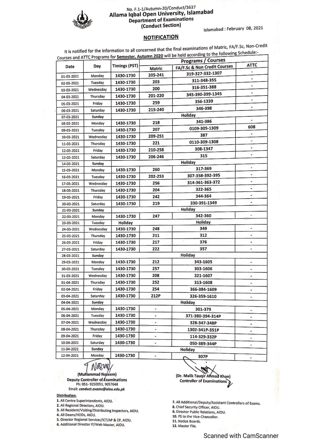 Semester Autumn 2020 AIOU Date Sheet Matric, FA/F.Sc • Galaxy World Semester Autumn 2020 AIOU Date Sheet Matric, FA/F.Sc • Galaxy World