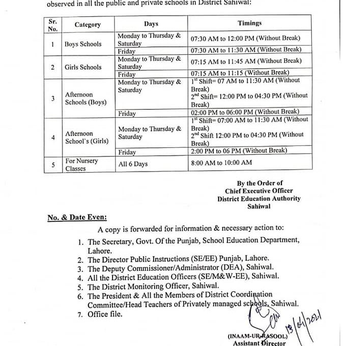 Notification of Revised School Timings wef 16th Oct 2021 • Galaxy World