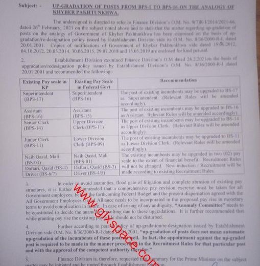 Notification of Upgradation of the Post of Superintendent in Sindh