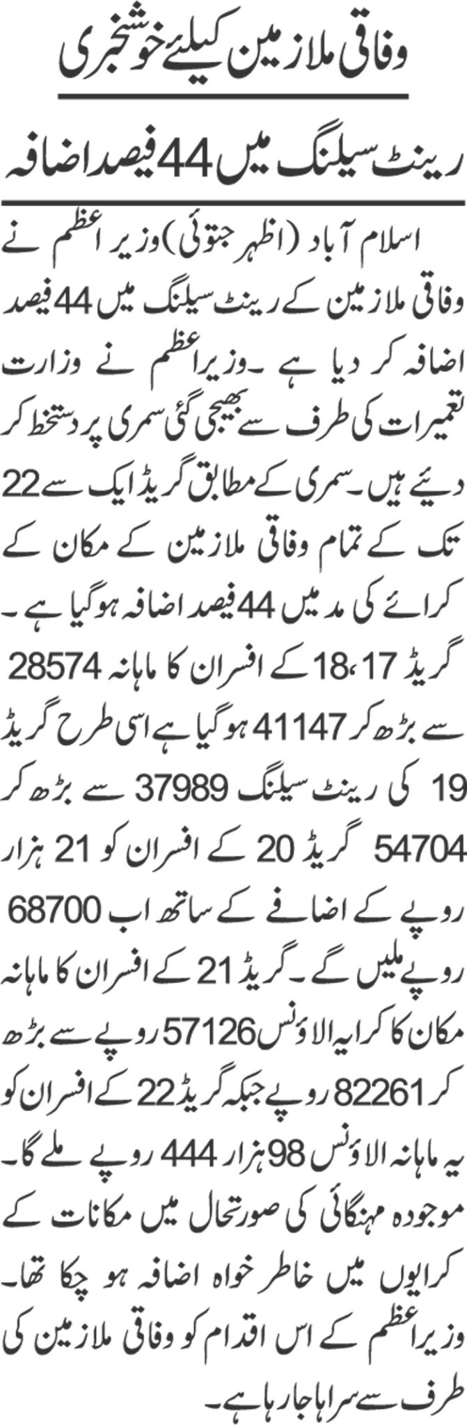 Enhancement of Rental Ceiling for Hiring 2021 Federal • Galaxy World
