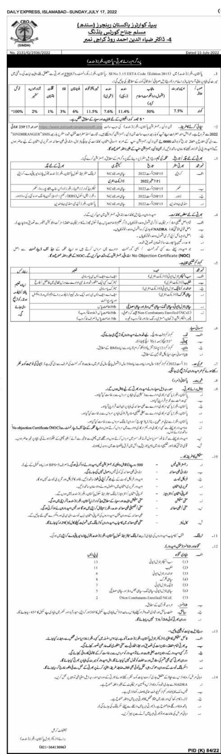1303 Vacancies in Pakistan Rangers (Sindh) 2025 • Galaxy World