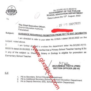 Advice Regarding Promotion PST as EST (Science) • Galaxy World