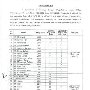 LDC BPS-11 and UDC BPS-13 Upgradation Notification MPA