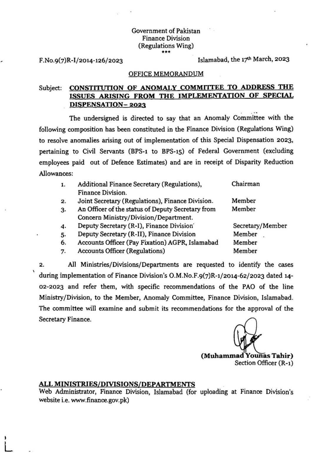 Constitution Anomaly Committee Special Dispensation Time Scale