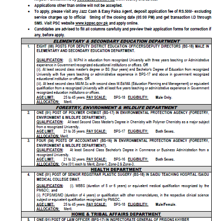 Tehsildars BPS-16 Vacancies through KPPSC • Govt Jobs & Employees ...