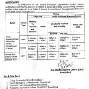 Public and Private Schools Punjab Revised Timing • Govt Jobs & Employees Galaxy World